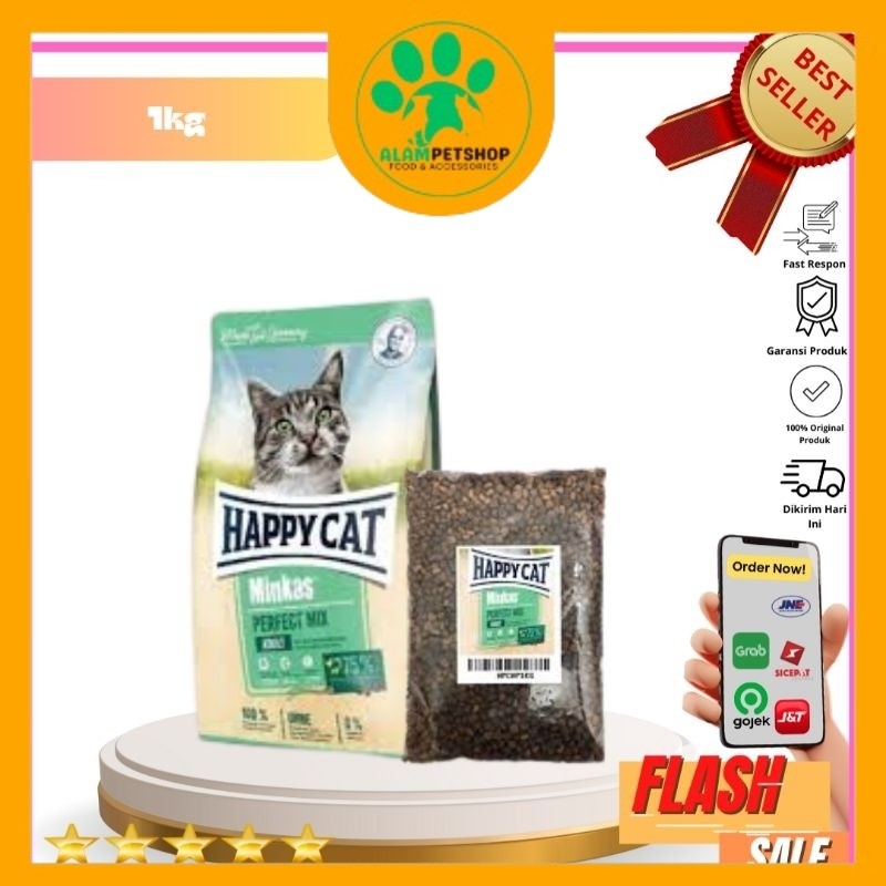 Jual Repack Happy Cat MINKAS ADULT Minkas Perfect Mix 800g|REPACK ...
