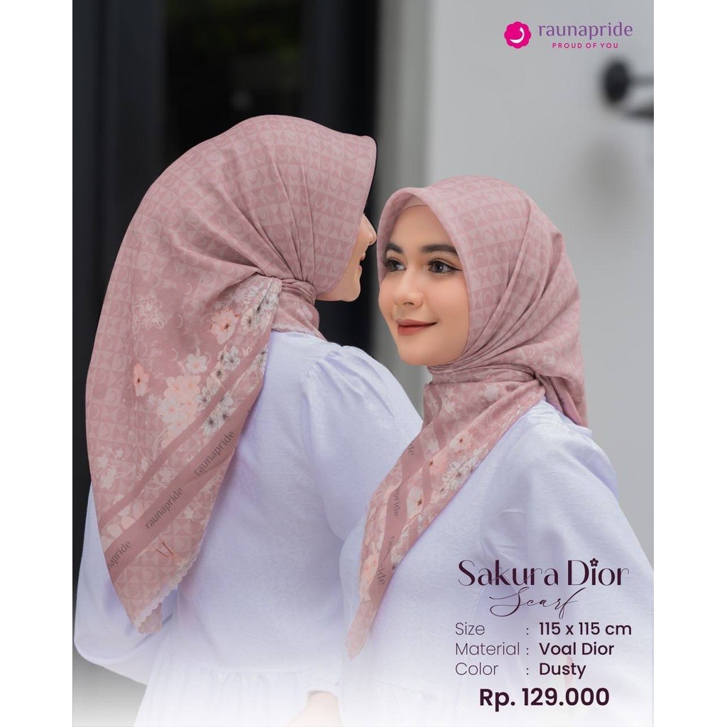 Jual Sakura Dior Hijab Segi Empat Voal Premium Terbaru by Rauna | Shopee Indonesia