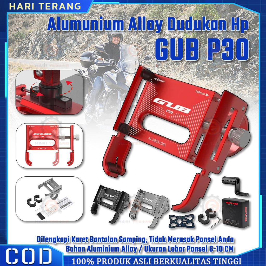 Jual GUB P30 Original Holder HP Motor Full Besi Alumunium Alloy Breket Tempat Handphone Dudukan ...