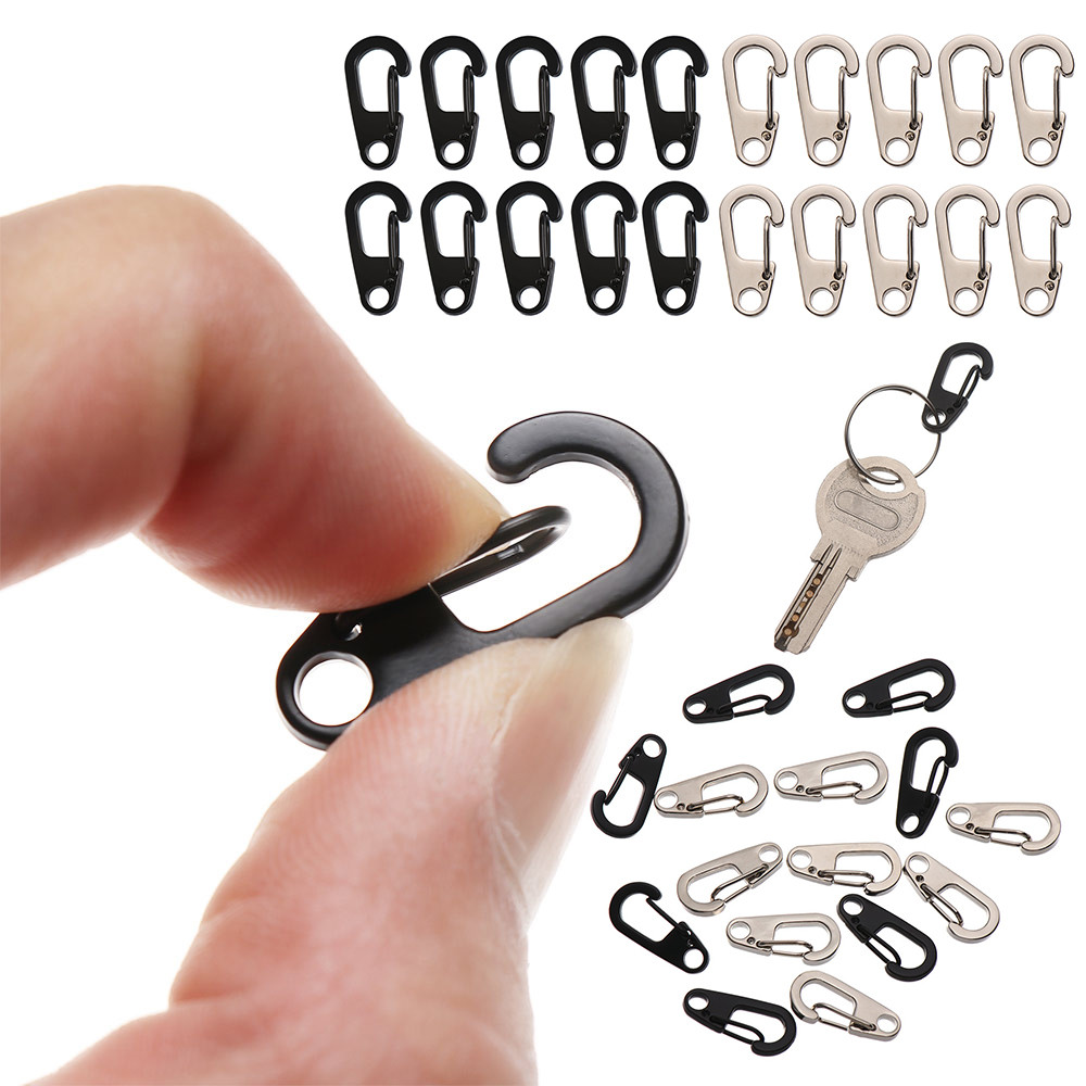 Jual 4/10Pcs Carabiner D-Ring Key Chain Spring Clips Mini Aluminium ...