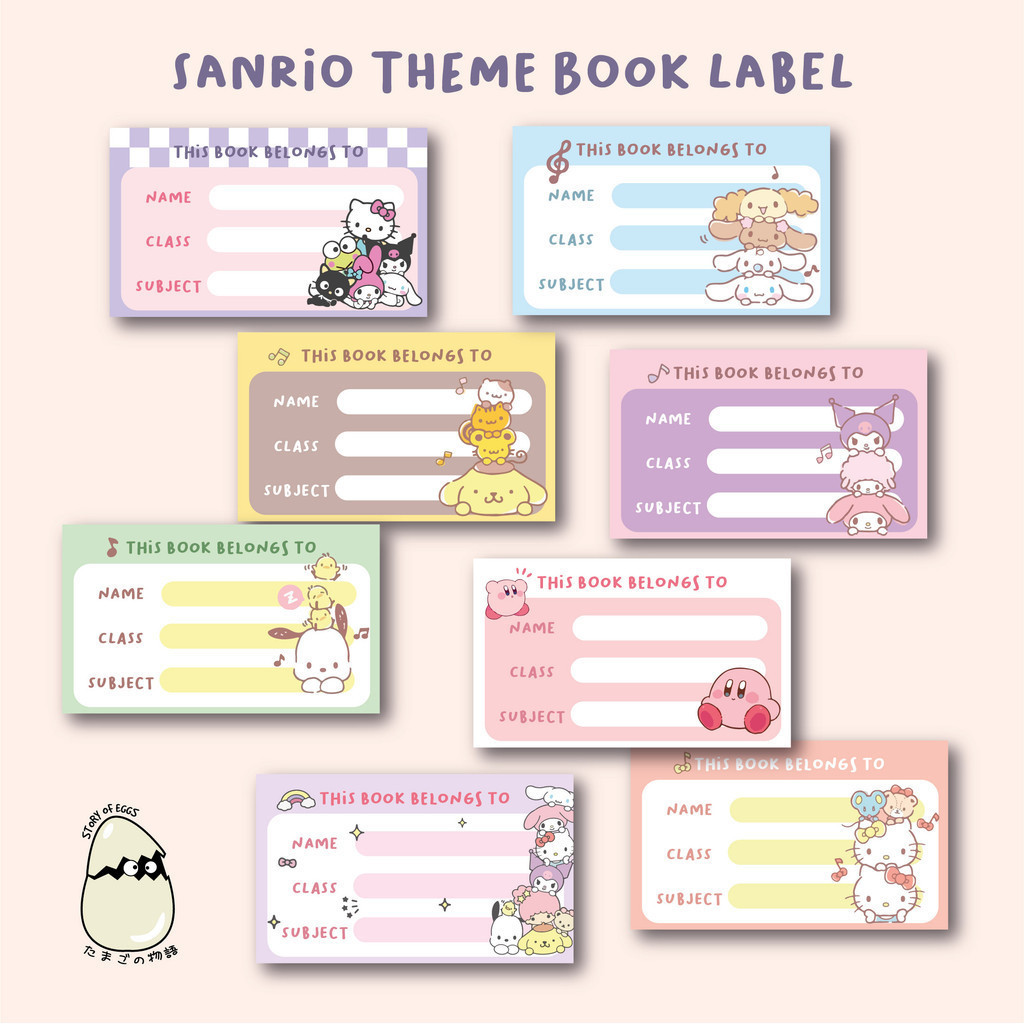 Jual Alat Tulis Anak / Sanrio Aesthetic Book Label Sticker Sticker ...