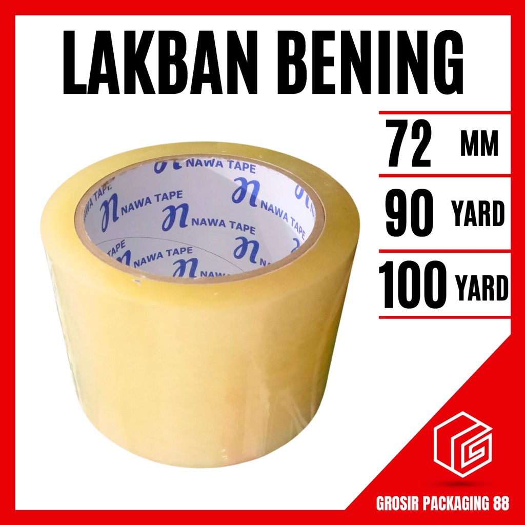 Jual Lakban Selotip Isolasi Bening 3" Inch 72MM 90 100 Yard 100Y OPP ...