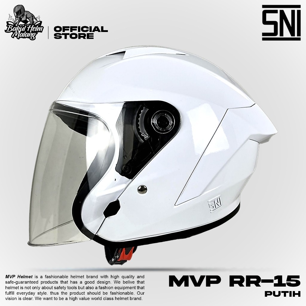 Jual Helm Half Face | MVP RR15 | PUTIH KACA VISOR BENING | Helm Premium ...