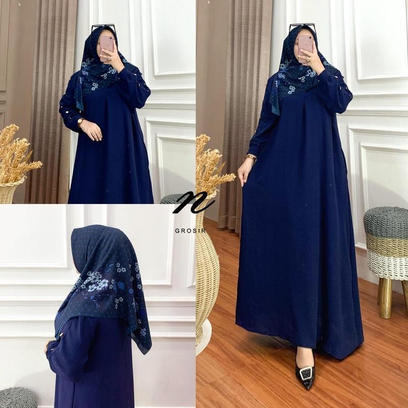 Jual Dress Muslimah Premium Raifa Crinkle Ikhwani SET HIJAB motif ...