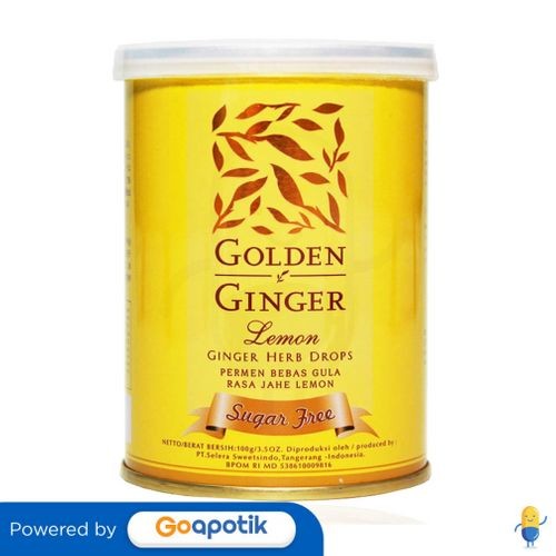Jual Golden Ginger Can Herb Drop Sugar Free Lemon 100 Gram | Shopee ...