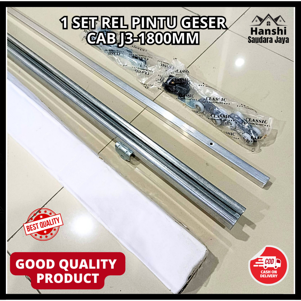 Jual HY76T Rel Pintu Geser / Sliding Rail Galvanis J3 Panjang 1.8 meter Komplit Set | Shopee ...