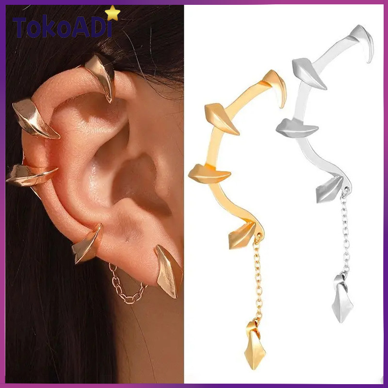Jual Irregular Claw Model Jepit Clip Non Tindik Silver Cyber Punk Model ...