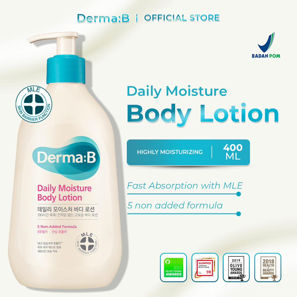Jual Derma:B Daily Moisture Body Lotion 400ml | Shopee Indonesia