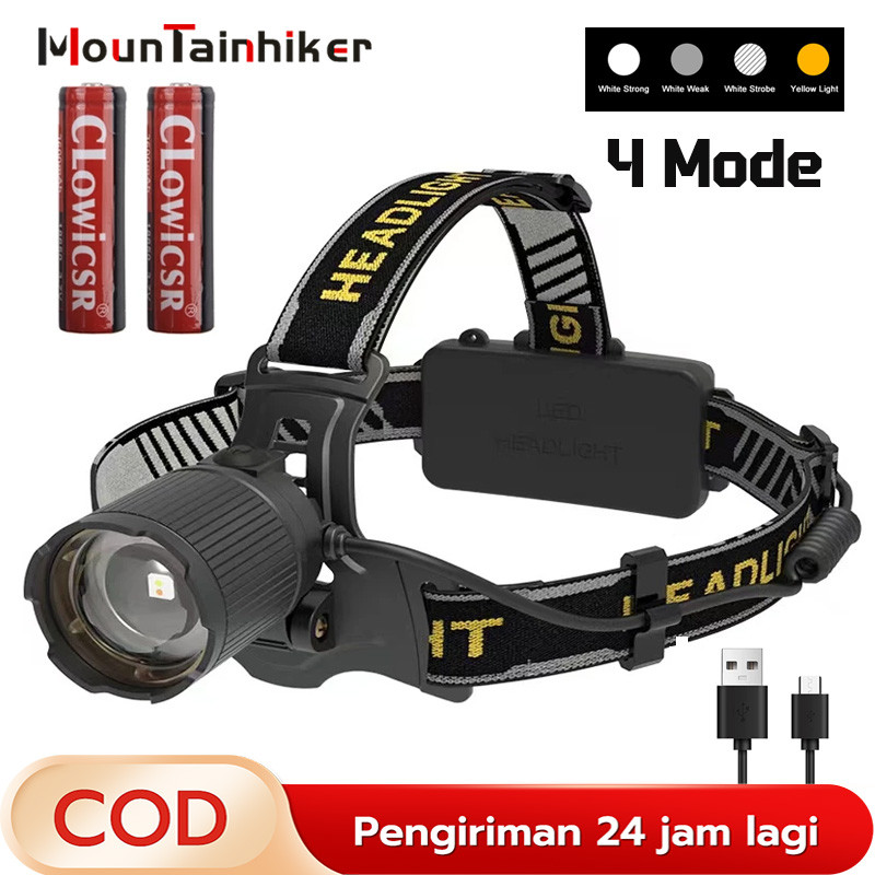 Jual Senter Kepala LED dengan Sensor Gerak & Zoom - Tahan Hingga 48 Jam ...