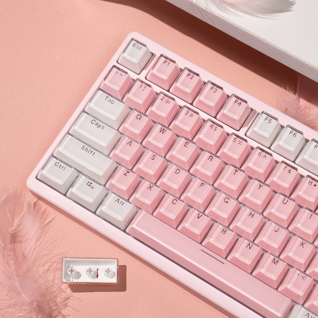 Jual Kristal Putih Merah Muda Jelly Keycaps profil OEM 104 Tombol ABS ...