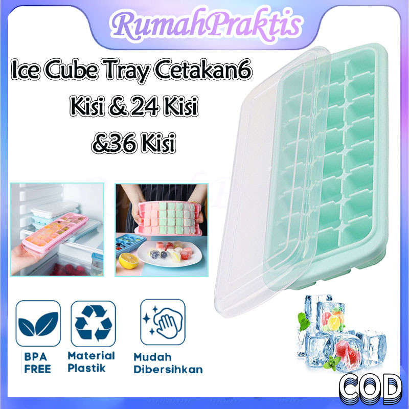 Jual silicone ice cube tray mold dengan penutup/cetakan es batu 6 & 24 ...