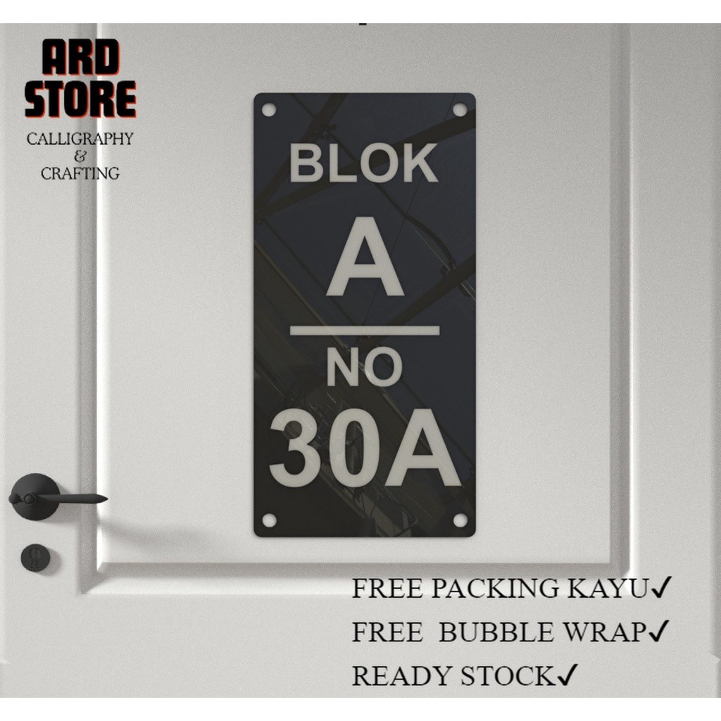 Jual Akrilik Nomor Rumah / Papan Akrilik Nomor Rumah Ukuran 30x15cm Model Portrait Estetik ...