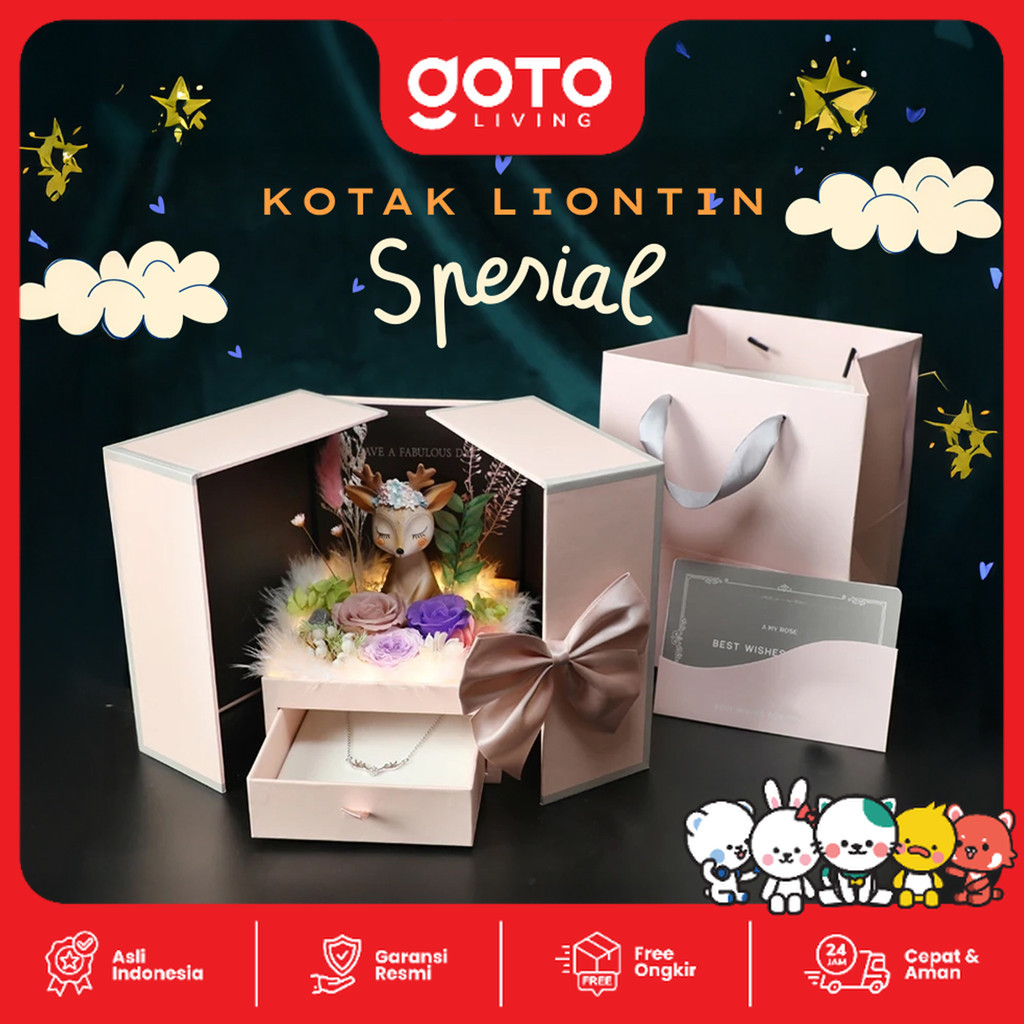 Jual Goto Ovizia Gift Box Bunga Mawar Kalung Liontin Kotak Kado ...