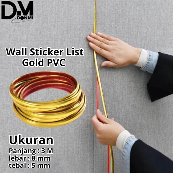 Jual Donmi - Wall STICKER Panjang 3 meter PVC list gold / LIST PLAT ...