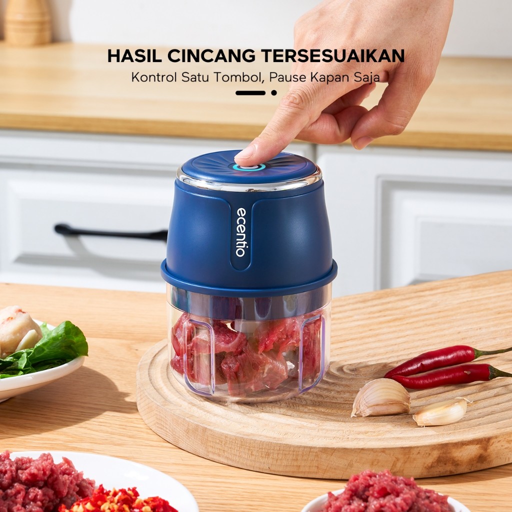 Jual ecentio Mini Chopper Elektrik Bawang Putih Blender 250ML 6 Pisau ...