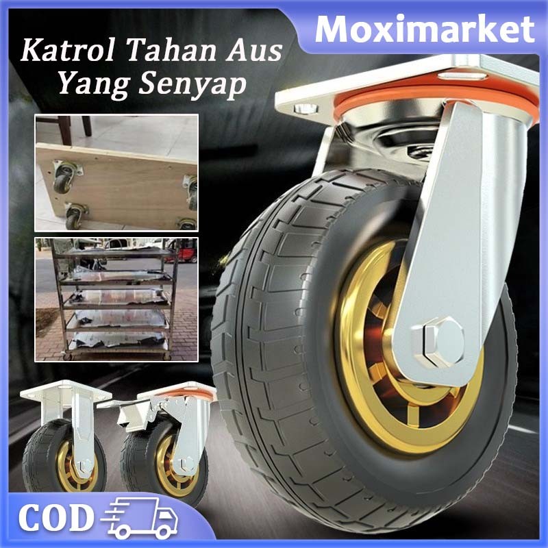 Jual Roda Troly Roly Rubber Hitam Double Bearing Heavy Duty 5 inch 360 ...