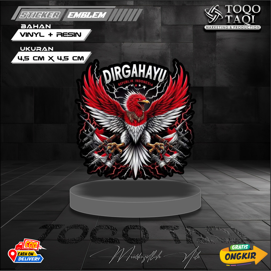 Jual STIKER TIMBUL RESIN EMBLEM LOGO DIRGAHAYU INDONESIA PETIR BENDERA ...