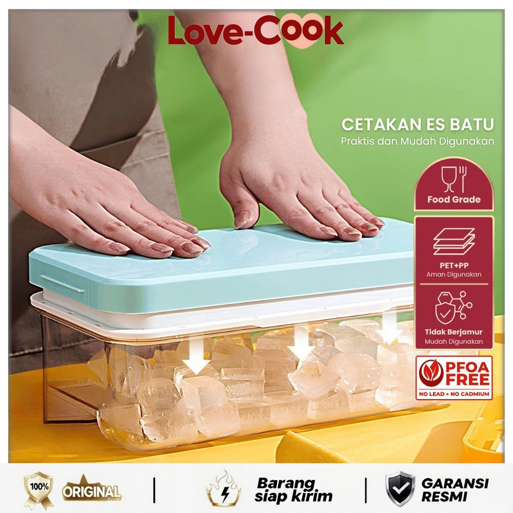 Jual Love Cook 64 Grid es cetakan es persegi pembuatan es wadah es ...