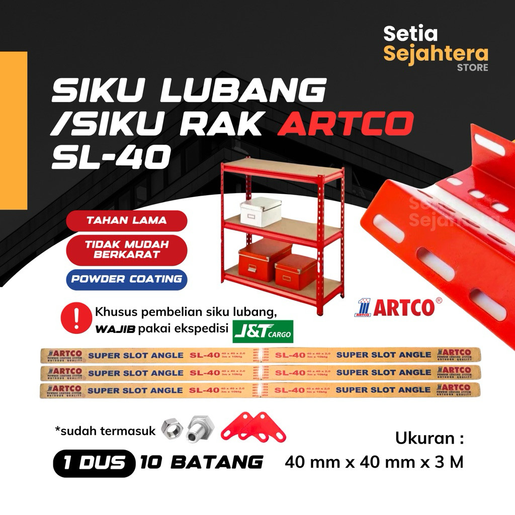 Jual ARTCO Siku Lubang SL-40 Siku Rak Besi Serbaguna MERAH 3 meter ...