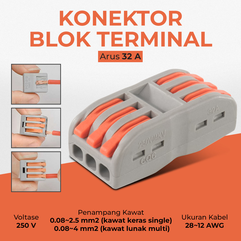 Jual Guillermo Terminal Block Konektor Sambungan Kabel Listrik 1 PCS PCT-223 - GTB6 GZ | Shopee ...