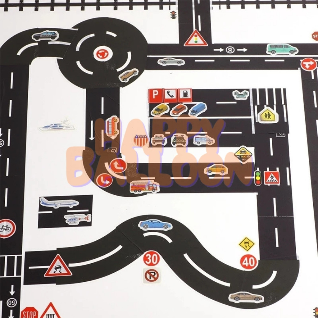 Jual HappyBalloon Paper Road Railway Tape / Mainan Anak Stiker Jalan ...