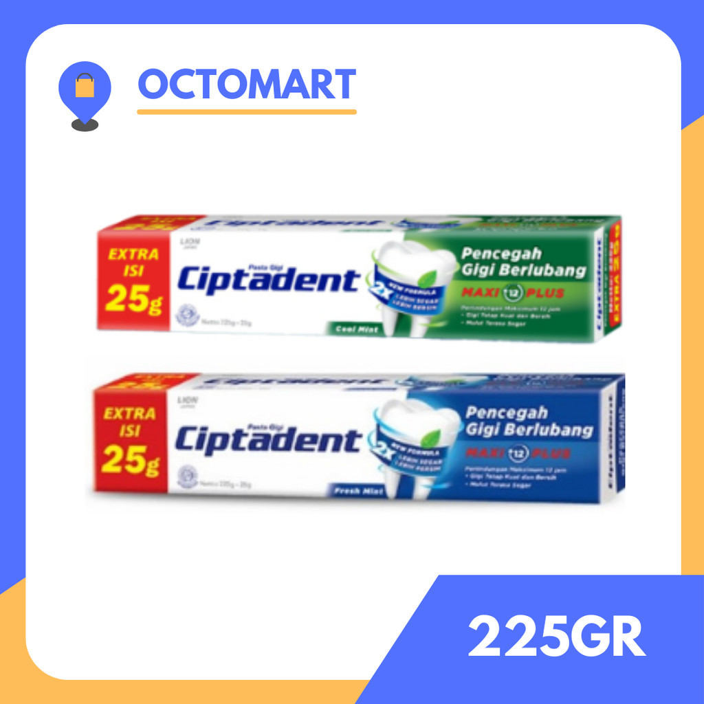 Jual CIPTADENT Pasta Gigi 225gr Maxi 12 Tube Plus Jumbo 225 gr | Shopee ...