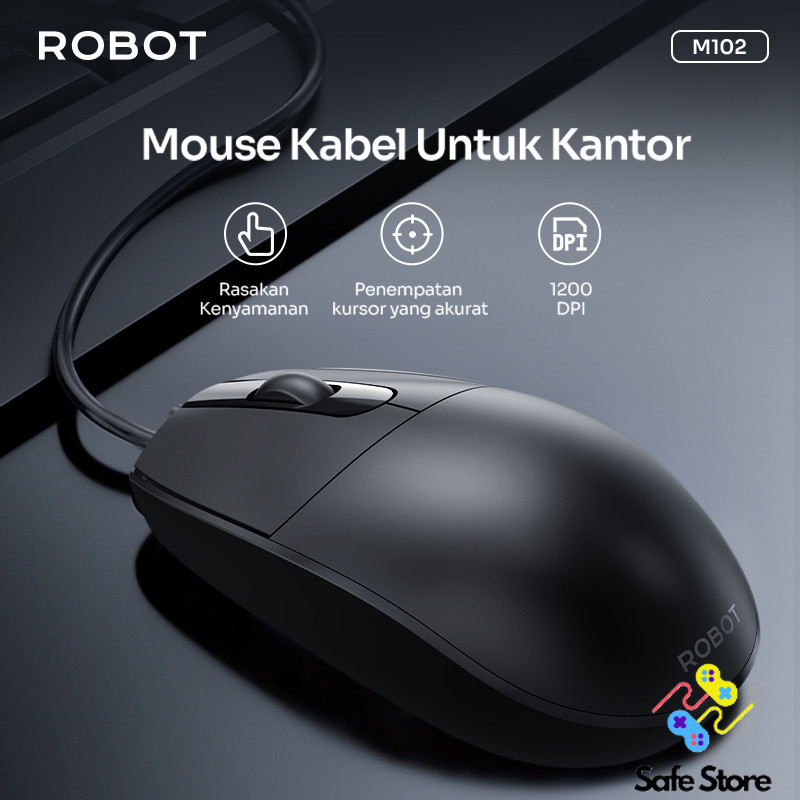 Jual ROBOT M102 Mouse Wired Business Office 1200DPI Mouse Kabel USB For ...