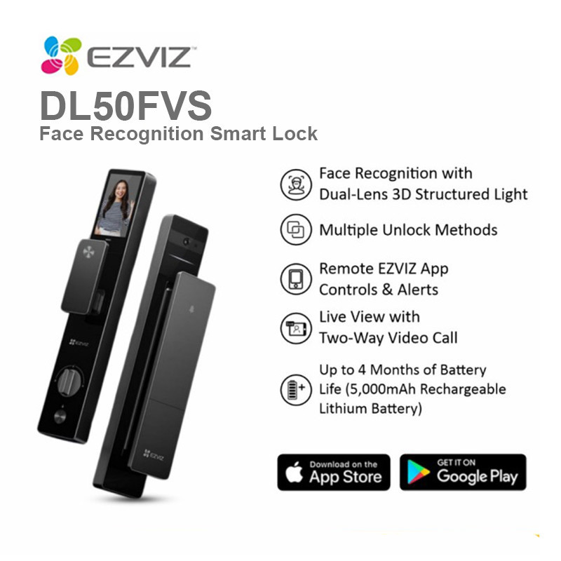 Jual EZVIZ CS-DL50FVS Smart Door Lock Kunci Pintu Face ID Recognition ...