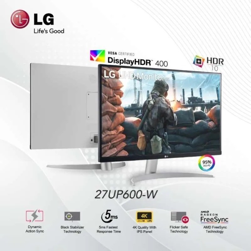 Jual Monitor LED LG 27UP600 White (27"/4K/IPS/60Hz/2xHDMI/DP/HDR10 ...