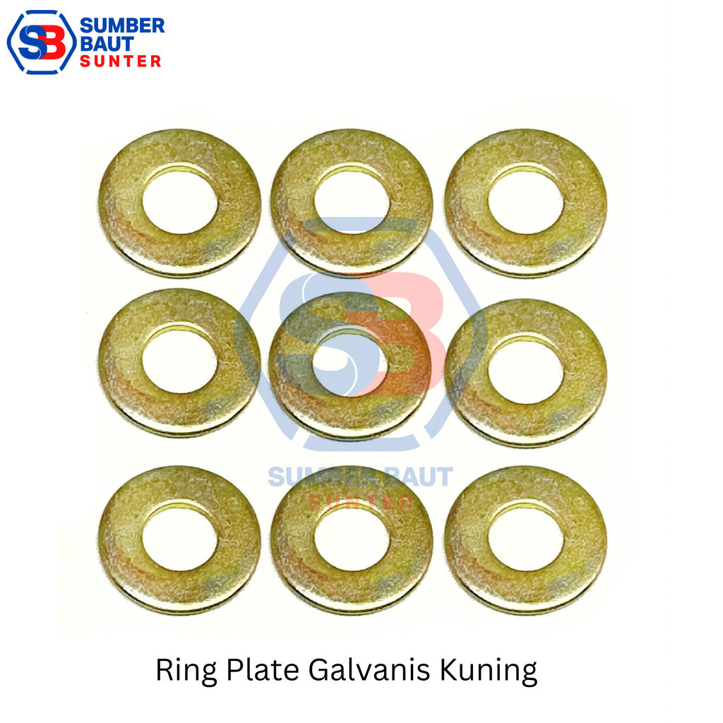 Jual M8 Ring Plat Besi Galvanis Kuning WP Washer Plate 8mm ISI 100 pcs | Shopee Indonesia
