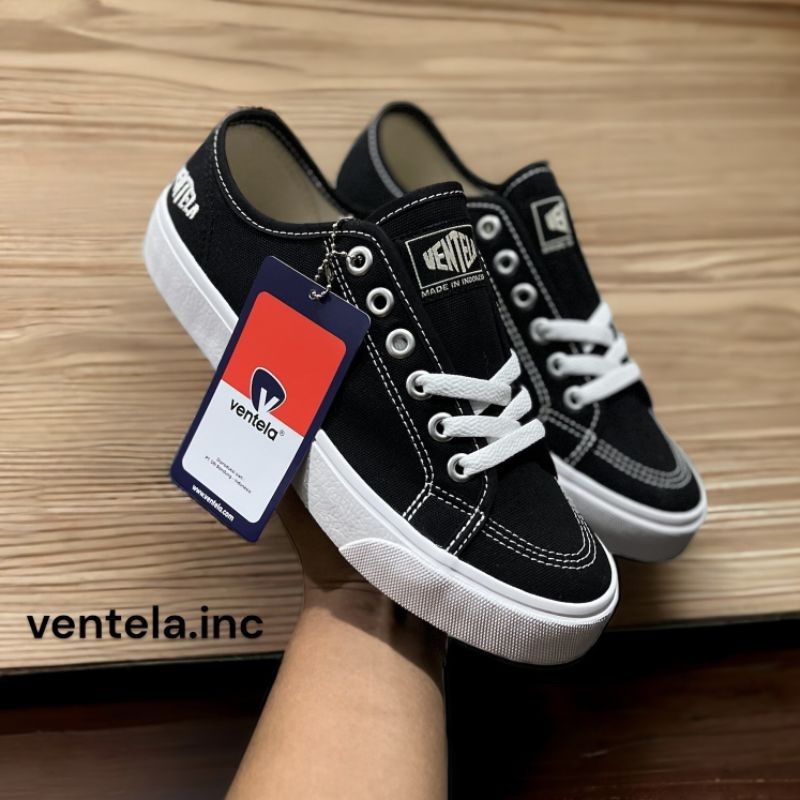 Jual Ventela Alpha Low Black White Original - sepatu ventela / sepatu sekolah | Shopee Indonesia