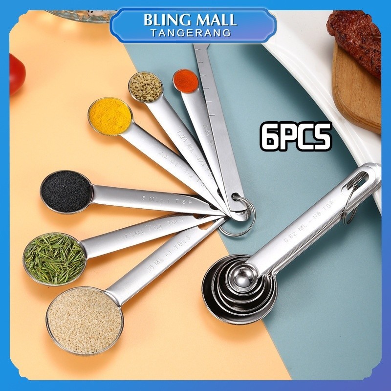 Jual 6 In 1 Sendok Takaran Measuring Spoon Stainless Sendok Takar Bulat ...