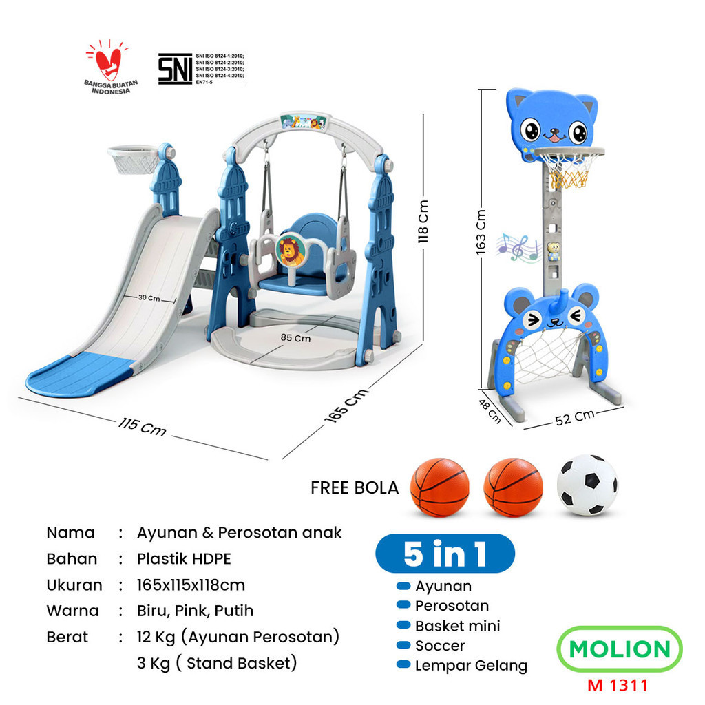 Jual SNI Prosotan Mainan 5in1 HDPE Ayunan Anak Seluncuran Perosotan ...
