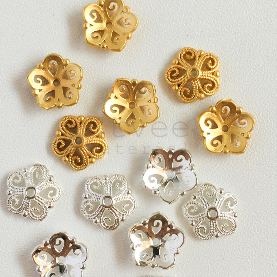 Jual L123 Mote manik bead cap cangkang mahkota mutiara bunga | Shopee ...