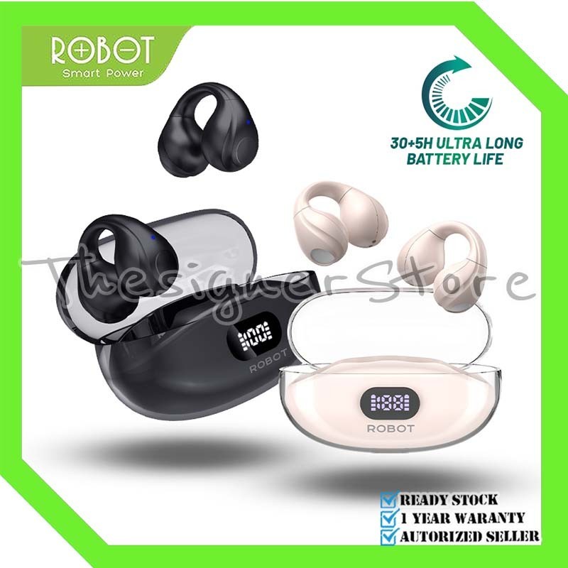Jual TWS ROBOT Air 10 OWS Open Ear Clip Style LED Display Bluetooth 5.3 ...