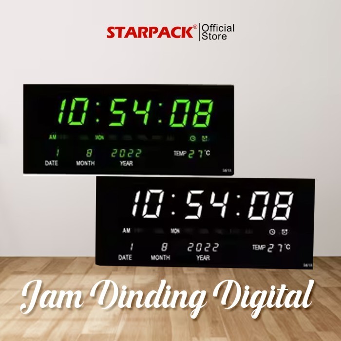 Jual Jam Dinding Besar LED Digital Clock Large 3616 - Hijau / Putih ...