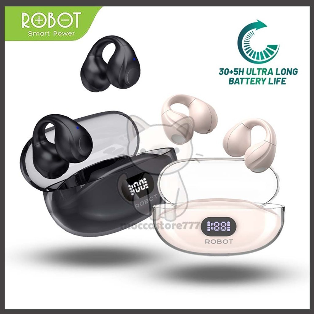 Jual TWS ROBOT Air 10 OWS Open Ear Clip Style LED Display Bluetooth 5.3 ...