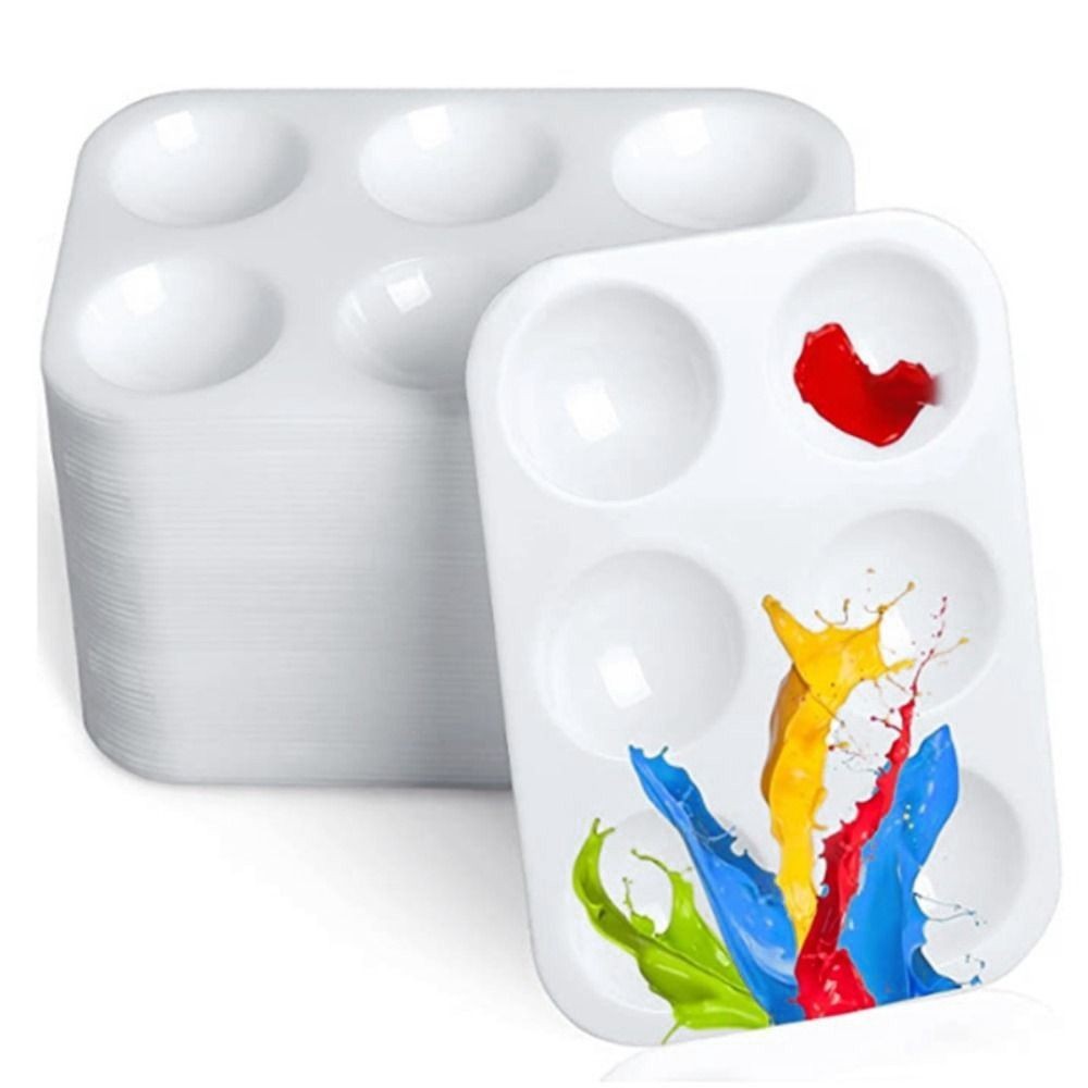 Jual Plastic Paint Palettes 6 Well Rectangular Watercolor Palette ...