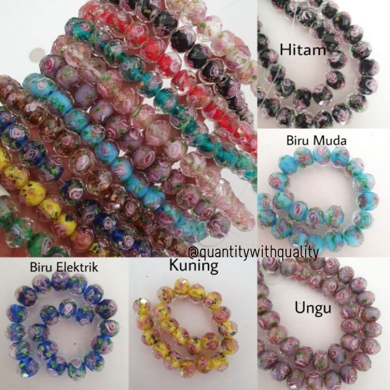 Jual SK39AP Bahan Craft Manik Manik Batu Crystal Lampwork Bunga Murano ...