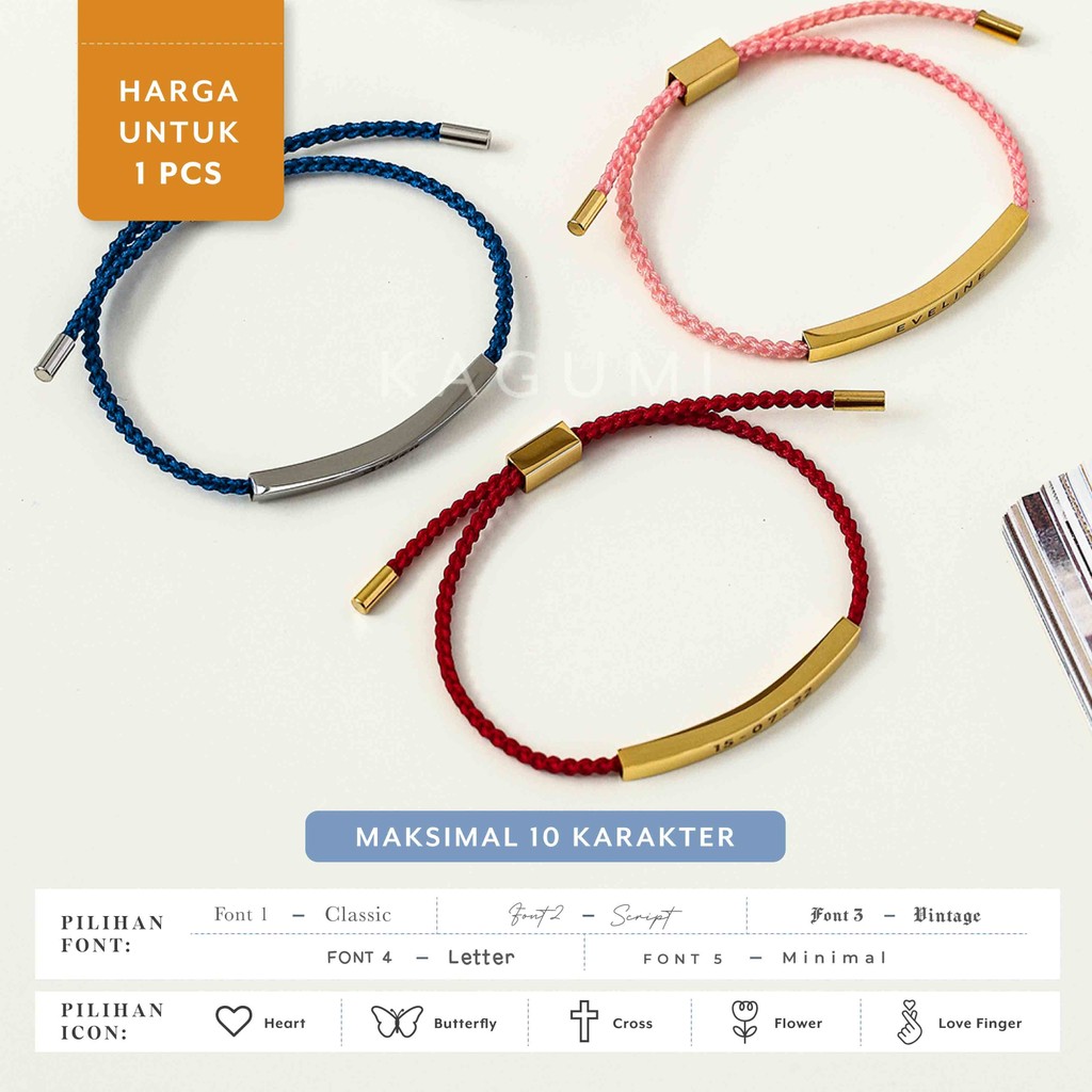 Jual KAGUMI Initial - Sydney Bracelet | Gelang Serut Custom Titanium ...