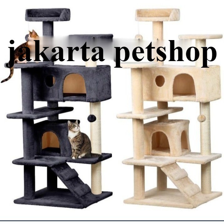 Jual cat tree condo romah box kucing lengkap mainan bola gantung dan ...