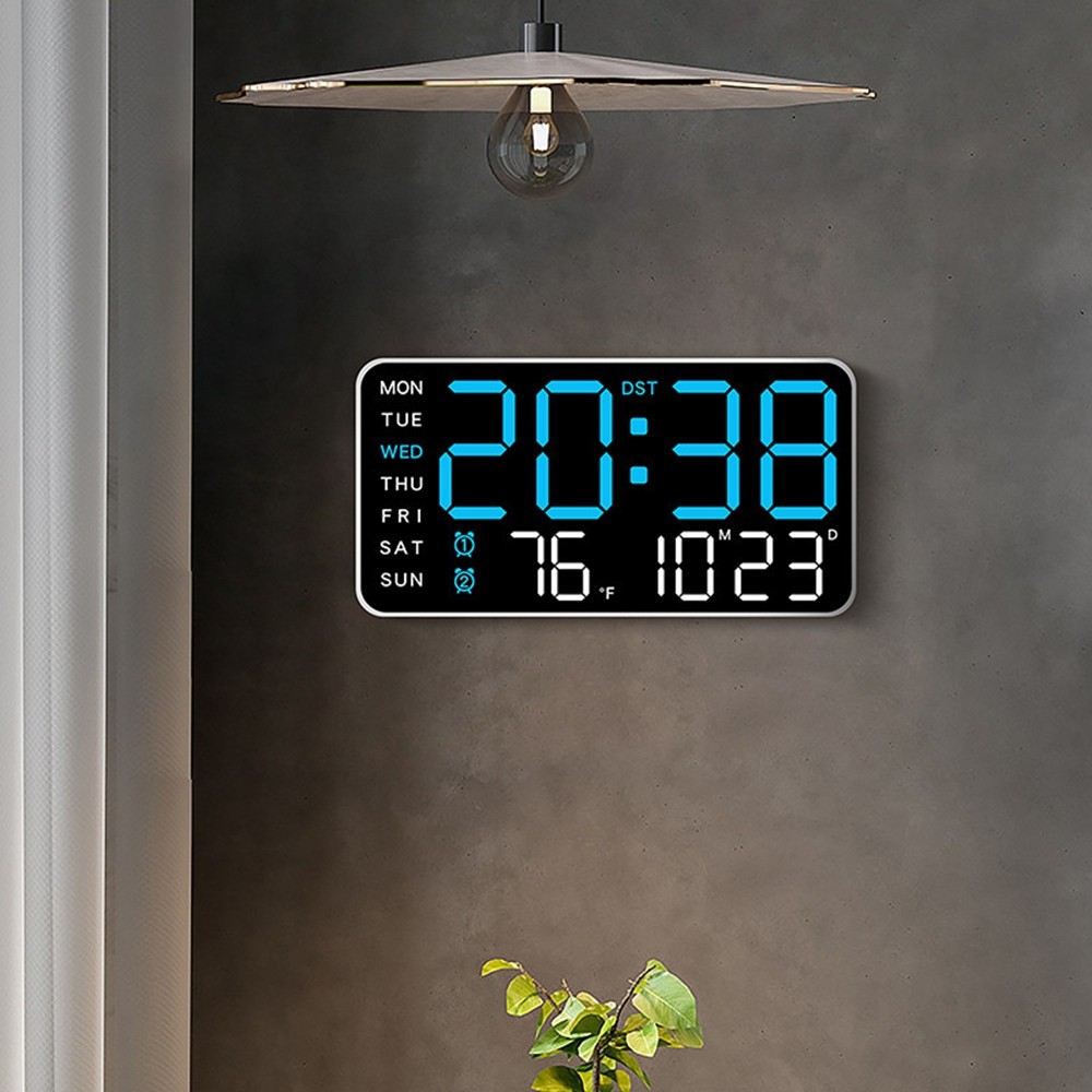 Jual Large Digital Wall Clock Week Date Temperature Display Voice ...