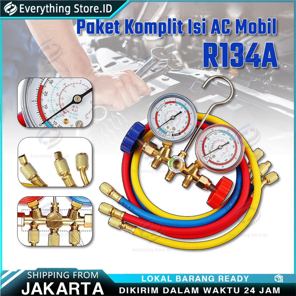 Jual Paket komplit isi AC mobil R134a double manifold/Paket lengkap isi ...