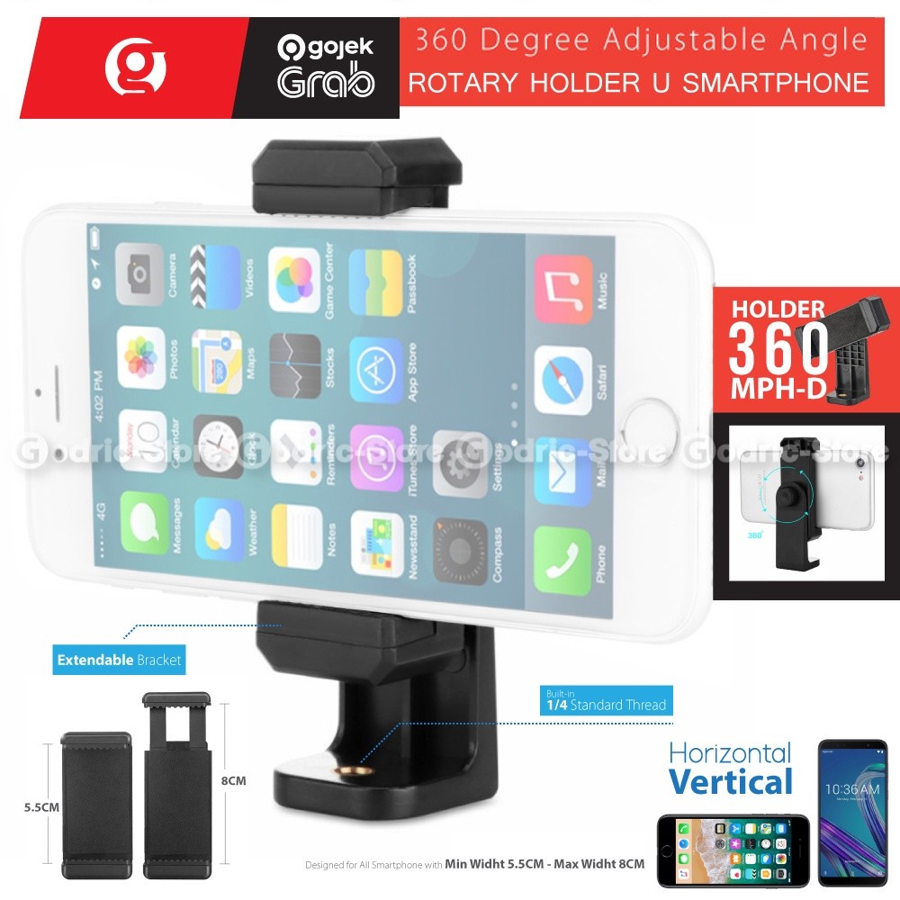 Jual Holder U Mount 360 Derajat MPH-D (Vertical Horizontal) for HP ...