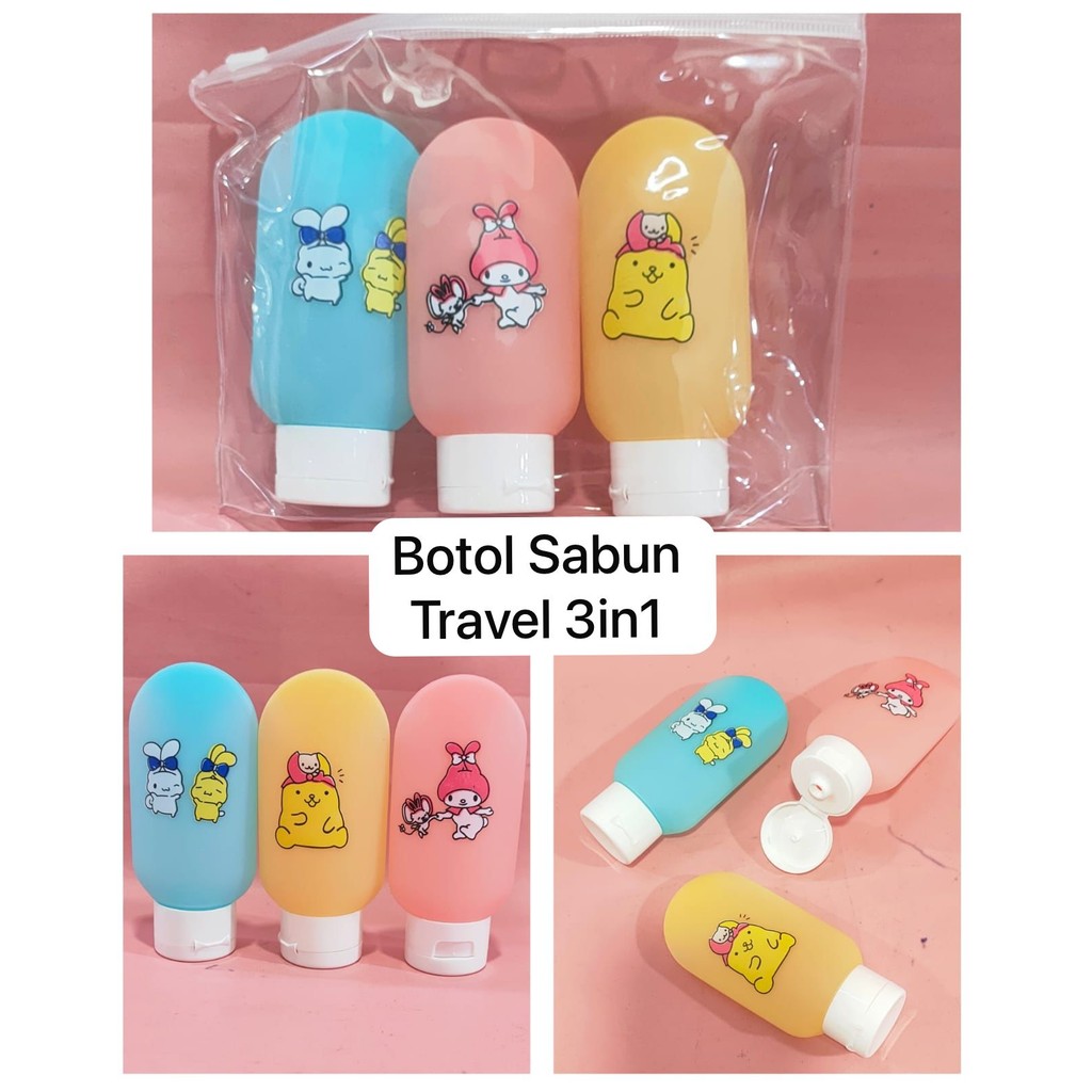 Jual Travel Kit Miniso - Sanrio Characters Shower Bottles (3 pcs ...