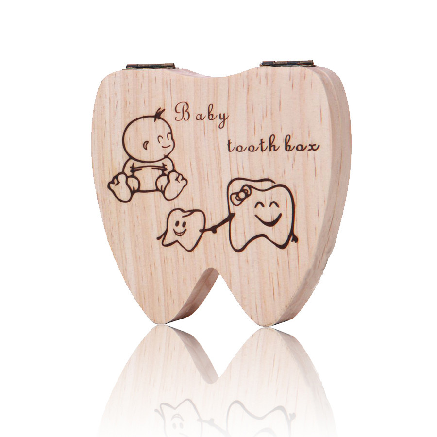 Jual Teeth Shape Wooden Baby Teeth Box Organizer Milk Teeth Storage ...