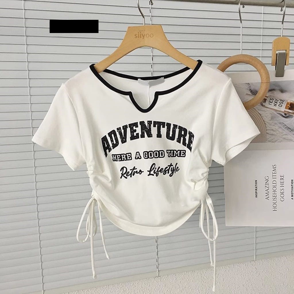 Jual Atasan Wanita Crop Top Serut Adventure (LD 88,PJ 43) | Shopee ...