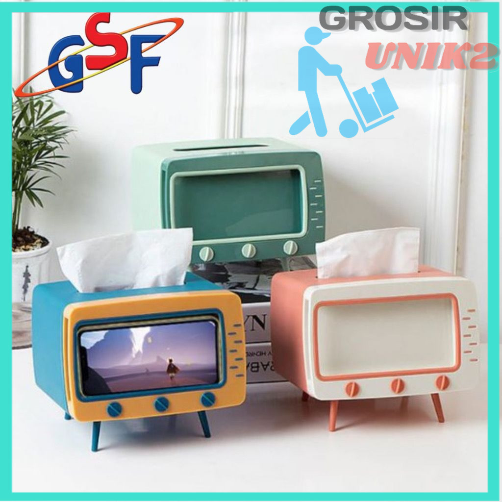 Jual TEMPAT TISSUE TISU TEMPAT SANGGAHAN HP MULTIFUNGSI BENTUK TV G-151 ...