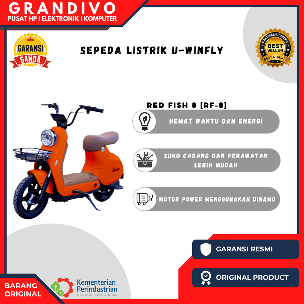 Jual Sepeda Listrik U-Winfly Red Fish 8 E-Bike Garansi Resmi - Grandivo ...