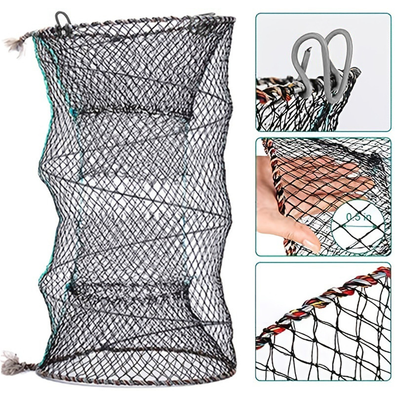 Jual Telescopic Folding Fishing Net Shrimp Fish Trap Carp Large Creel ...